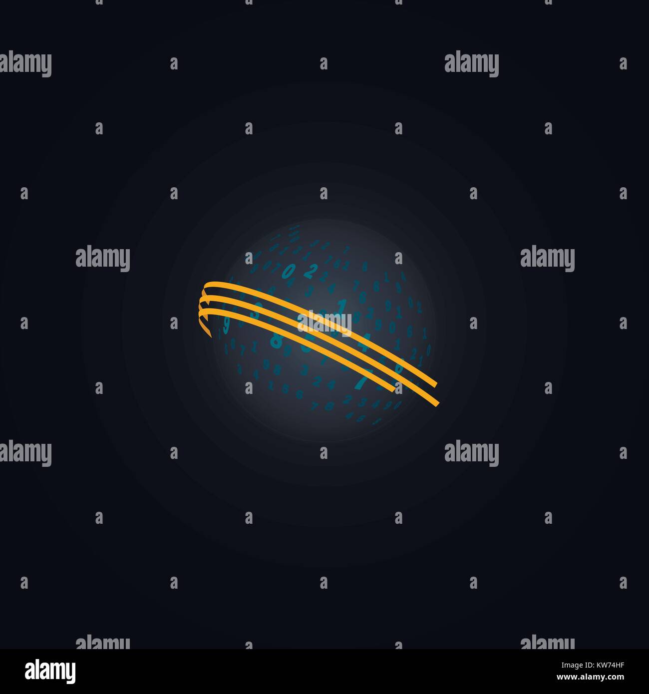 Digital transparent sphere. A ball with numbers on a dark background ...