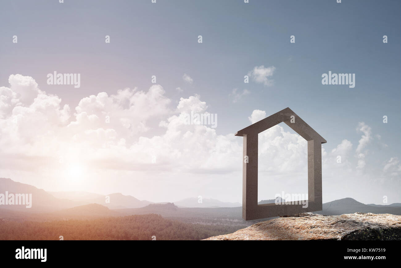 House stone figure as symbol of construction and real estate outdoors ...