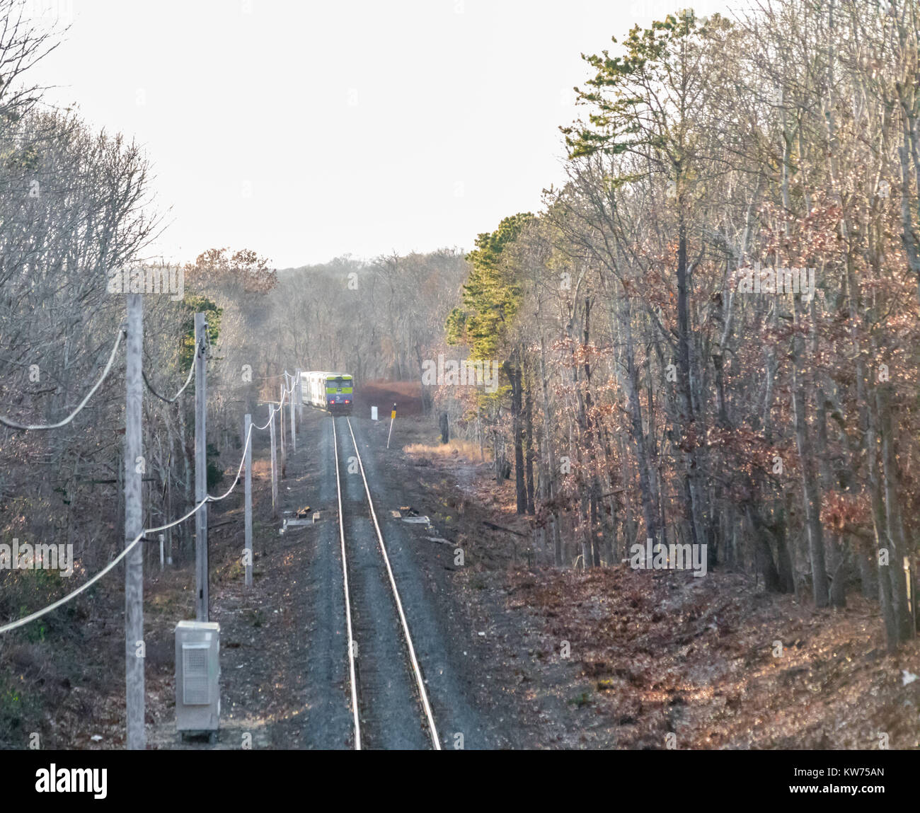long island railroad train shot from above the tracks Stock Photo - Alamy