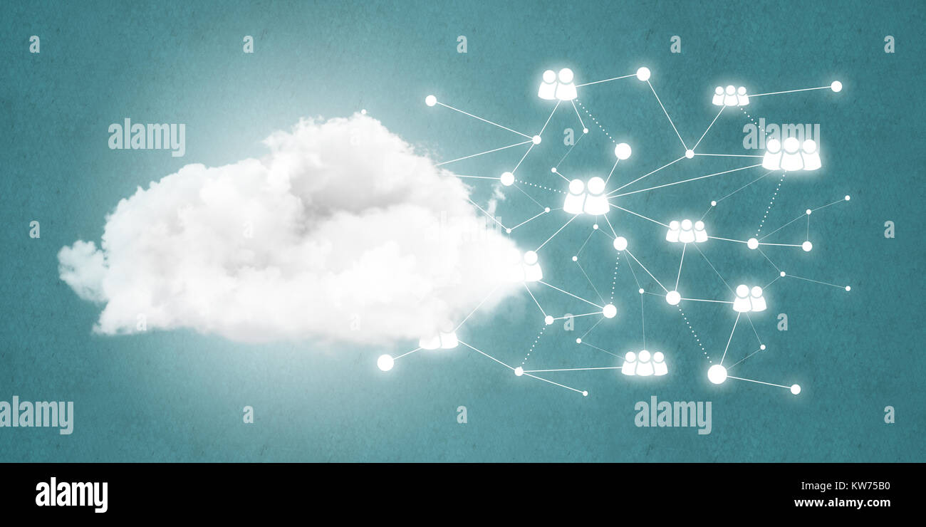 Background image with social connection and networking concept on wall ...