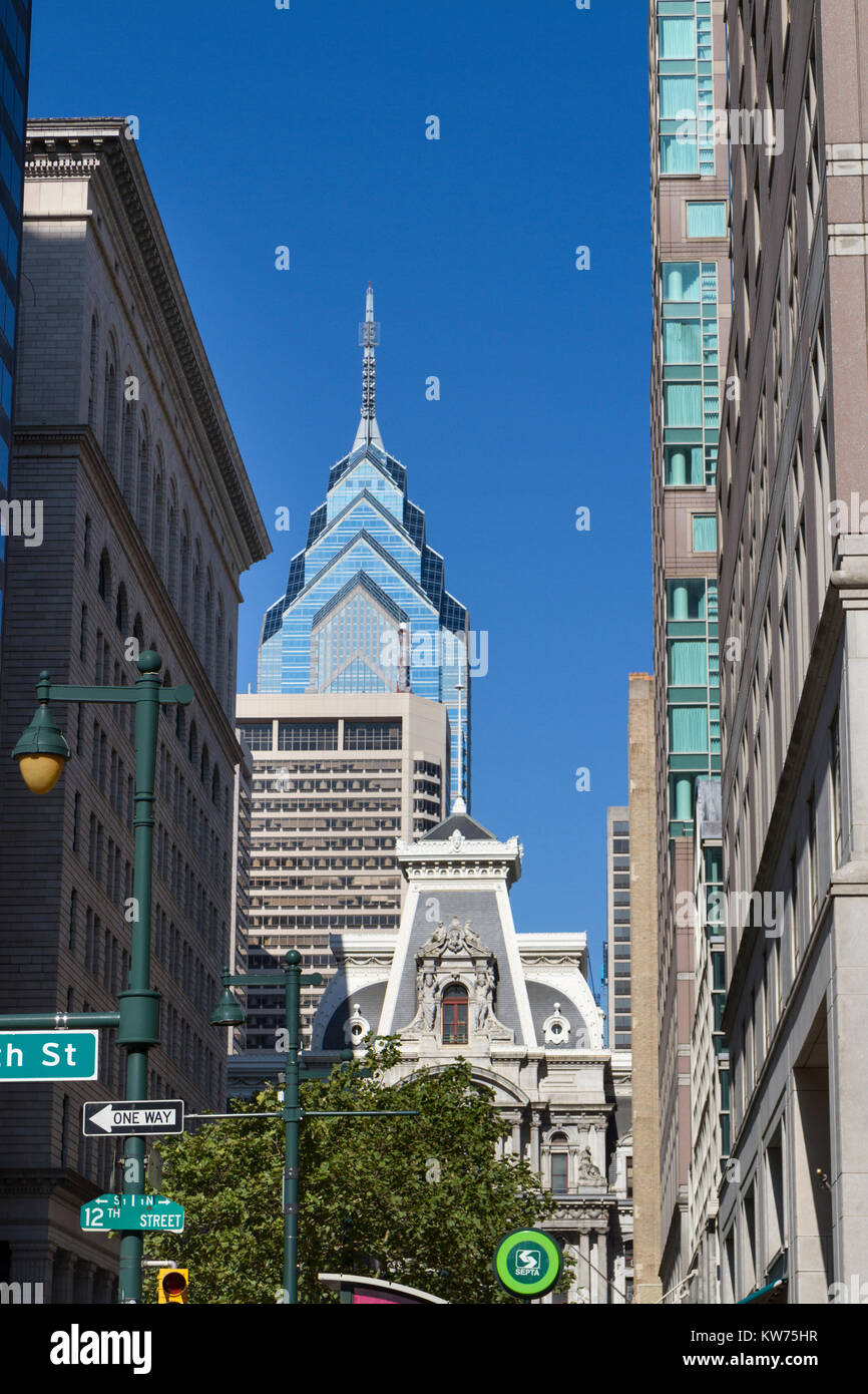 View towards One Liberty Place along Market Street, Philadelphia ...