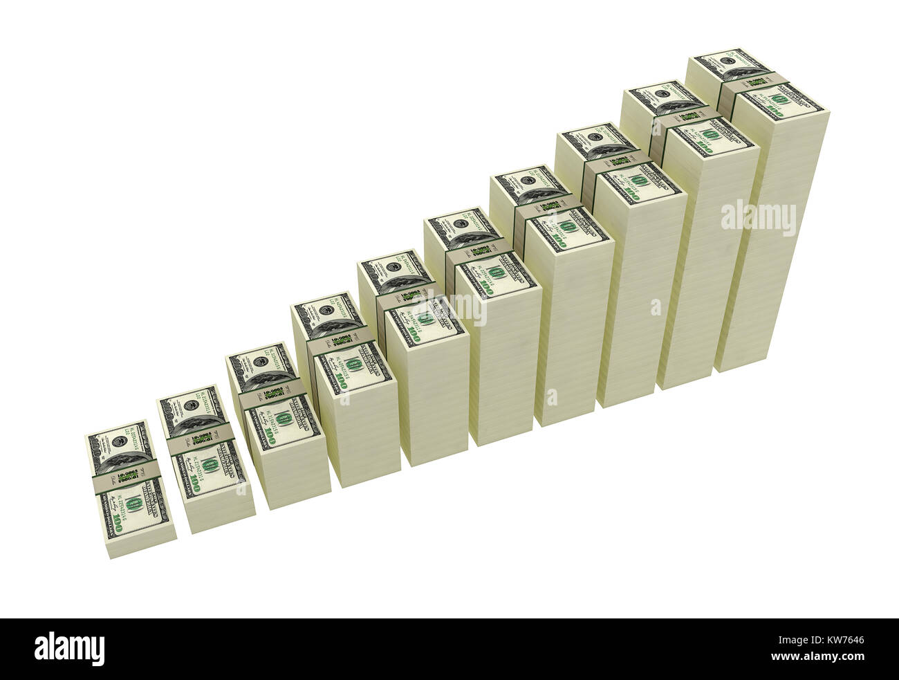 Stacks of 100 Dollar Bills - 3D Rendering Stock Photo - Alamy