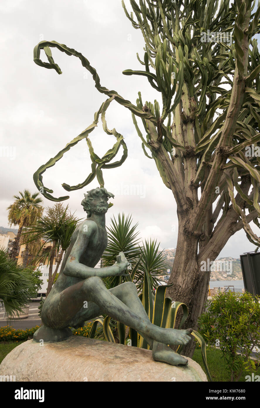 Bronze statue of Silenus by sculptor Domenico Tudisco at Giardini Naxos ...
