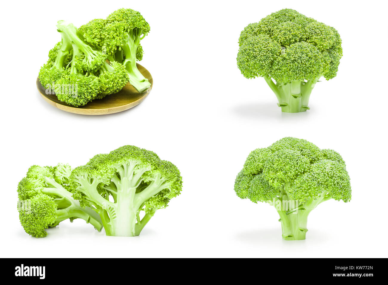Collection of fresh raw broccoli on a white background cutout Stock ...