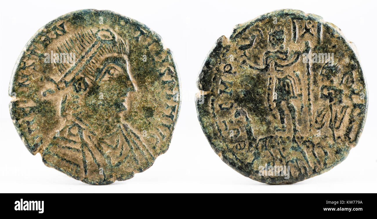 Ancient Roman copper coin of Emperor Constantius II Stock Photo - Alamy