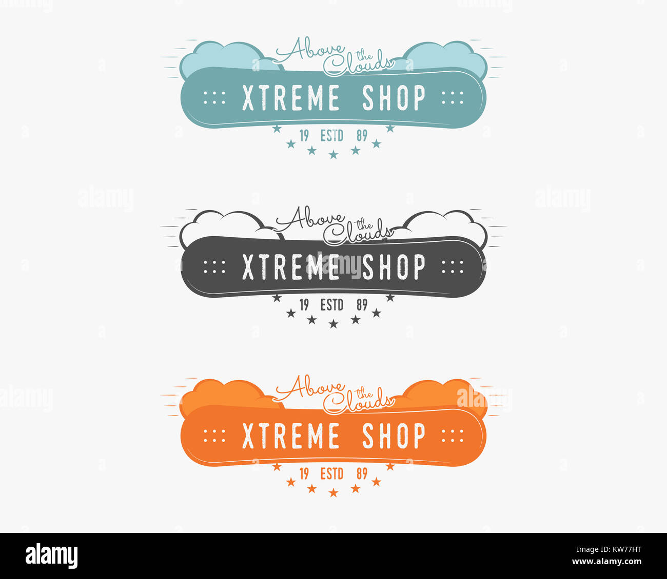 Set of Snowboarding extreme shop logo, label templates Winter snowboard ...
