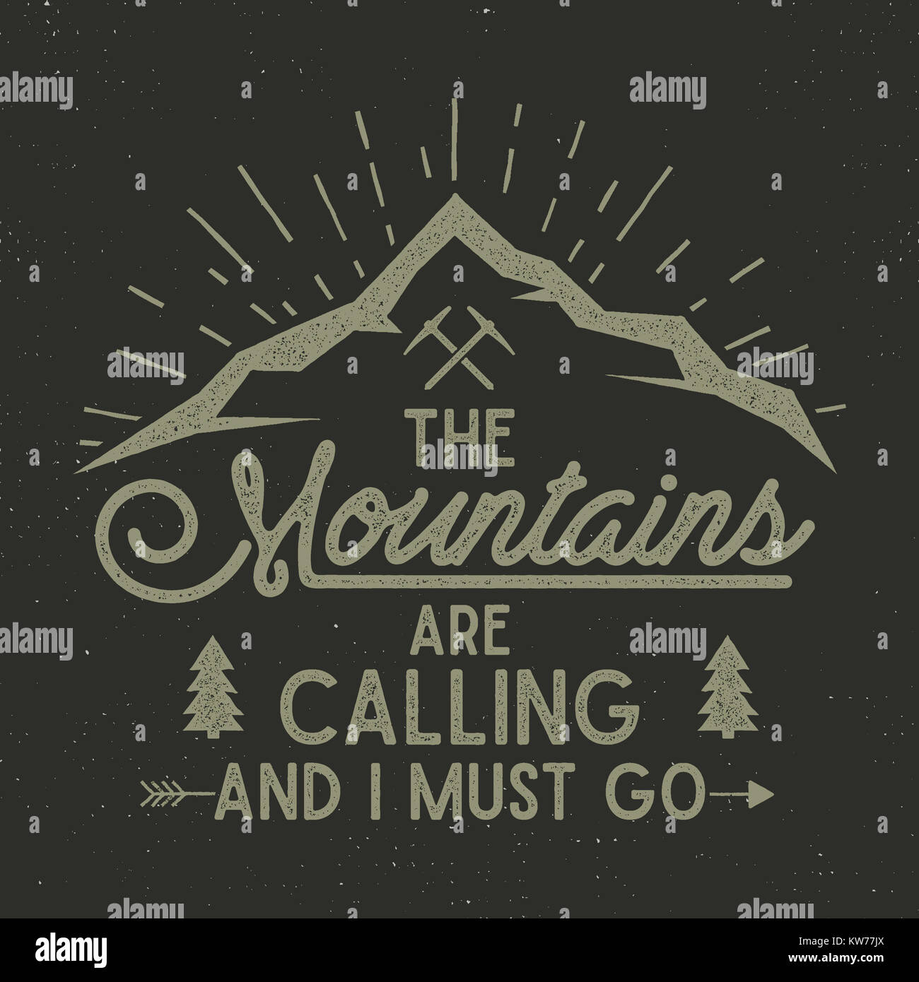 Mountains are calling poster. mountains explorer vintage hand drawn ...