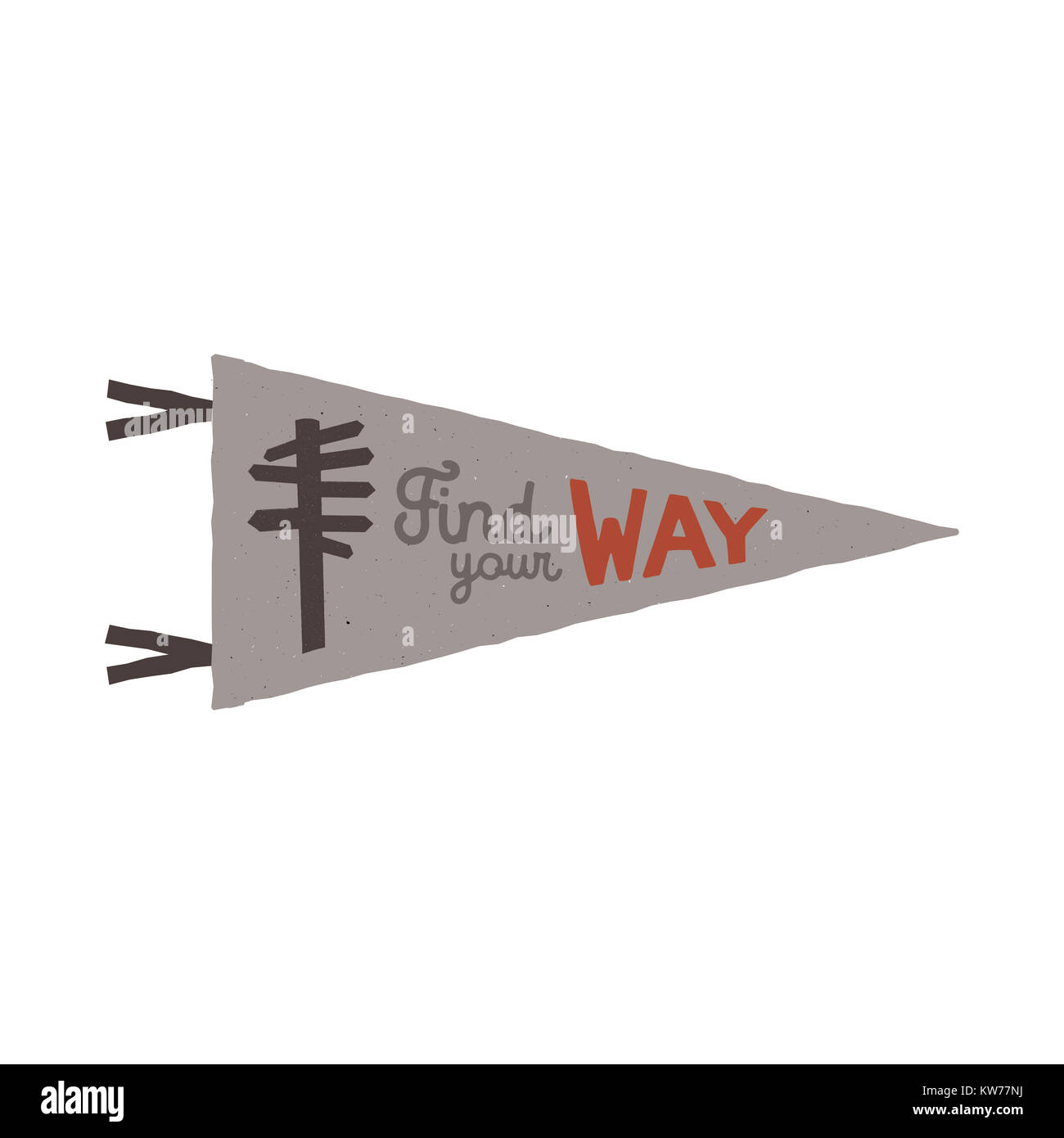 Vintage hand drawn pennant template. Find your way sign. Retro textured ...