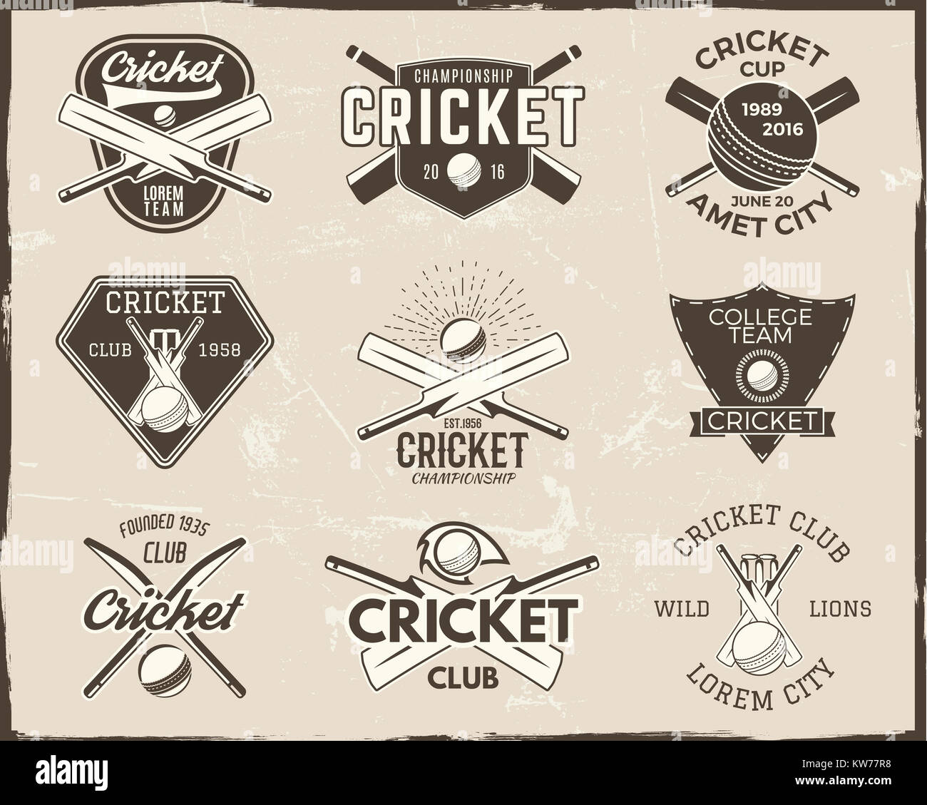 Cricket club emblem design cricket hi-res stock photography and images ...