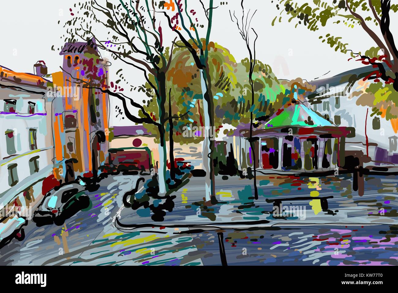 France painting art Stock Vector Images - Alamy