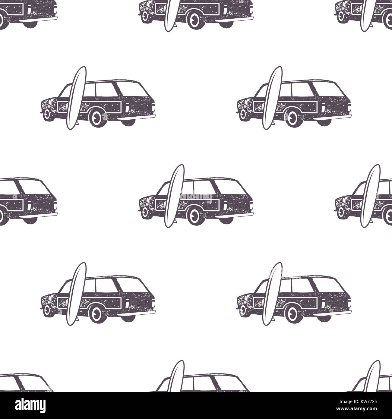 Surfing old style car pattern design. Summer seamless wallpaper with ...