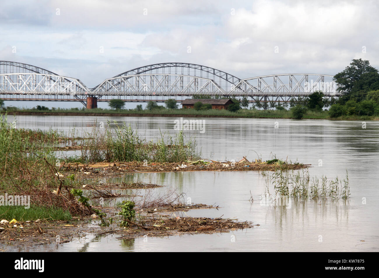 Iron bridges on the river near Inwa, Mandalay, Myanmar Stock Photo - Alamy