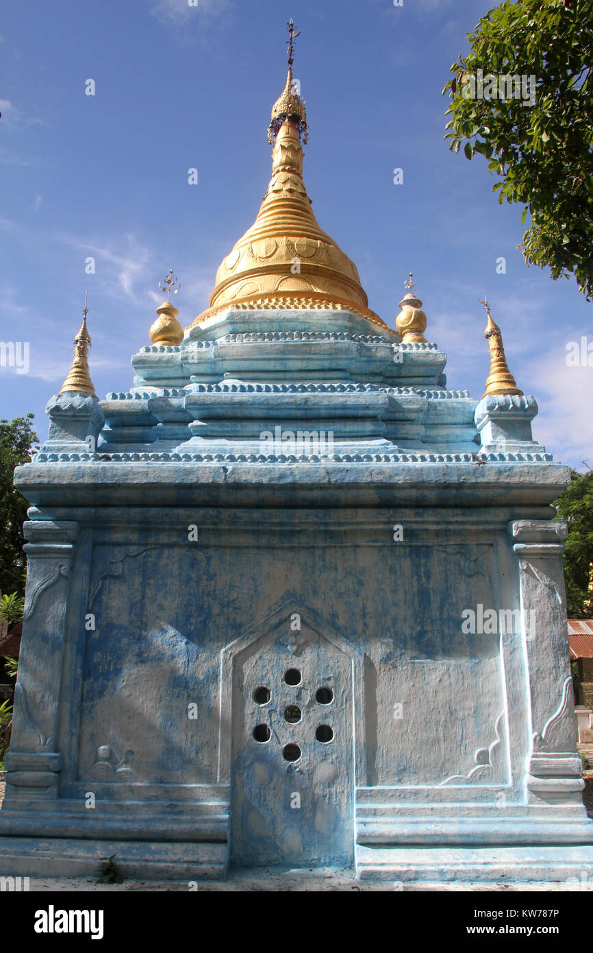 Blue brick stupa with golden spire, Amarapura, Mandalay, Myanmar Stock ...