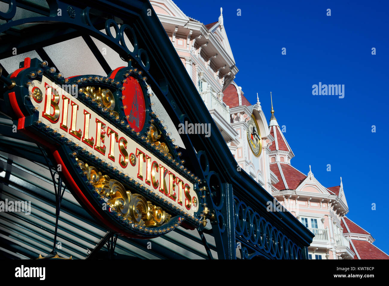 Tickets, Billets, sign at entrance for DisneyLand Paris. Eurodisney ...