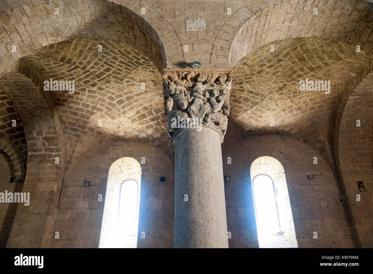 Romanesque capital Daniele nella fossa dei leoni (Daniel in the lions ...