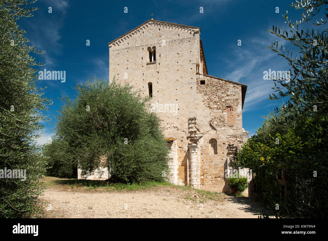 Romanesque Abbazia di Sant Antimo (Abbey of Sant'Antimo) from VIII ...