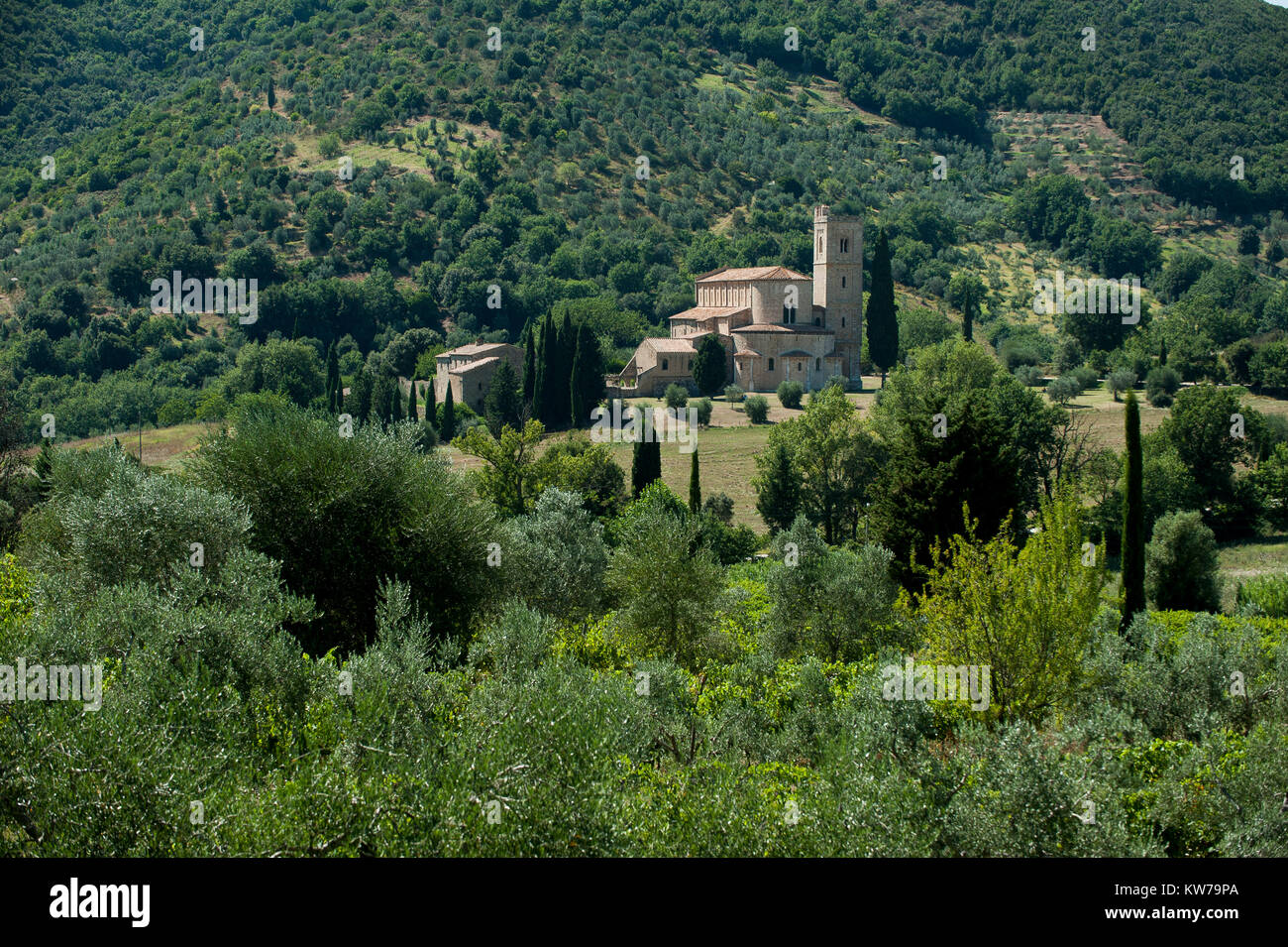 Romanesque Abbazia di Sant Antimo (Abbey of Sant'Antimo) from VIII ...