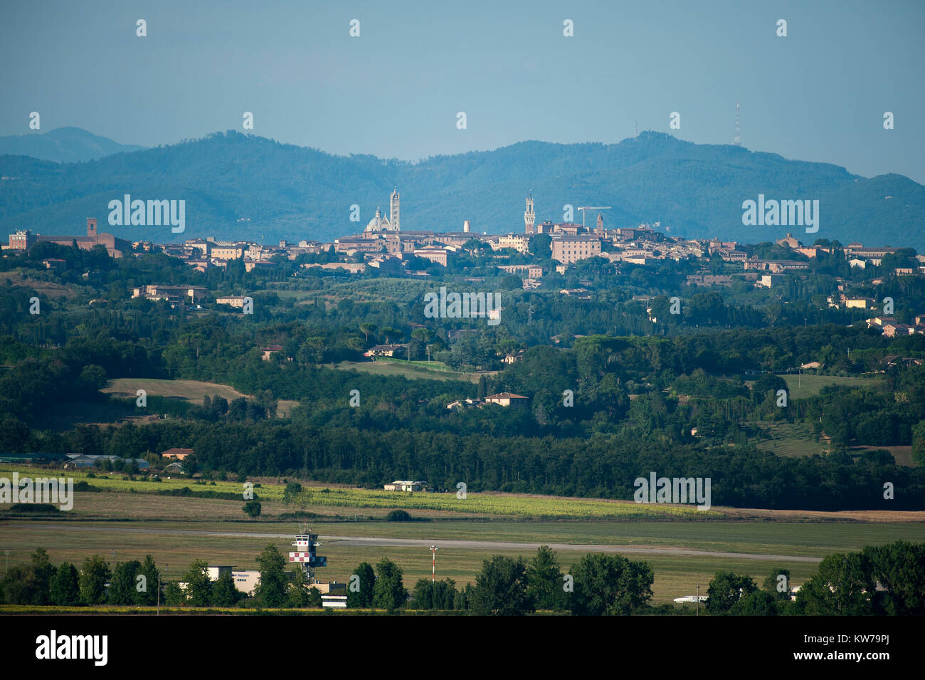 Siena seen from the distance. Torri, Tuscany, Italy 2 August 2016 ...