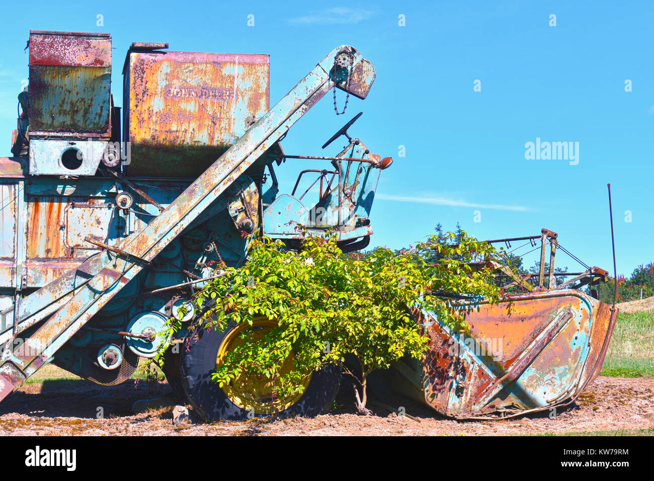 Old rustic John Deere farming equipment with a beautiul weathered ...