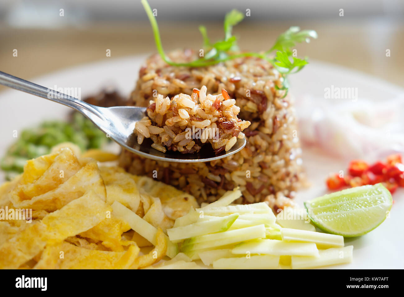 Shrimp Paste Fried Rice, This is a healthy Thai food Stock Photo - Alamy