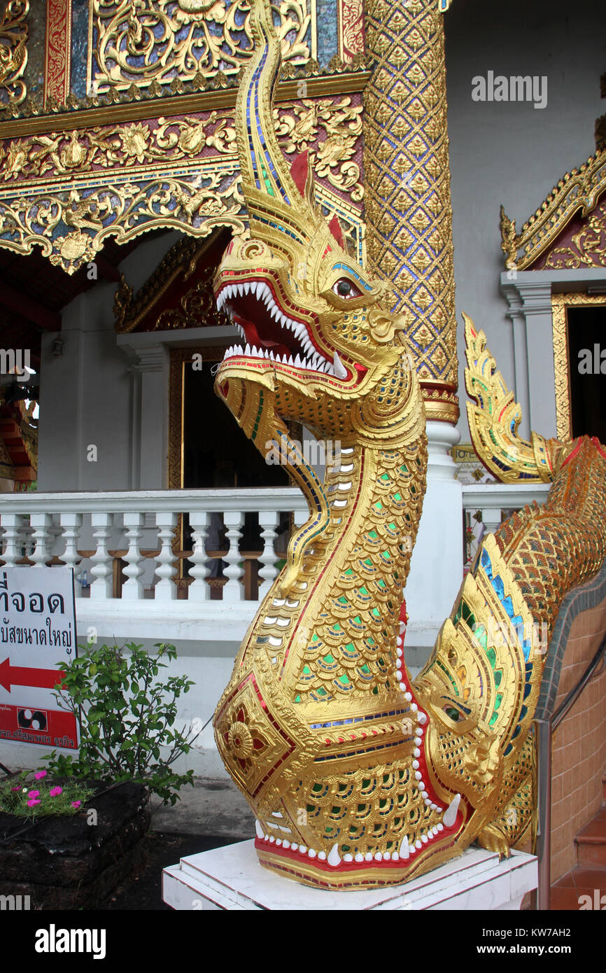 Big snake naga near temple in Chiang Mai, Thailand Stock Photo - Alamy