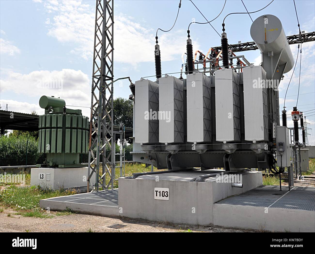 big transformers and distribution energy Stock Photo - Alamy