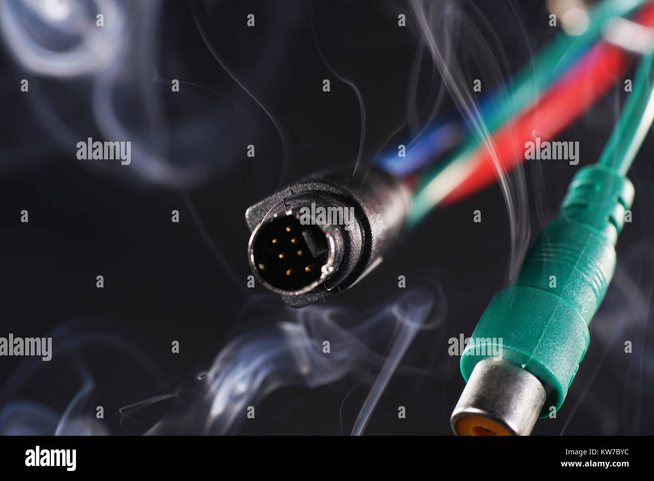 Hot run electrical cable with black background Stock Photo - Alamy
