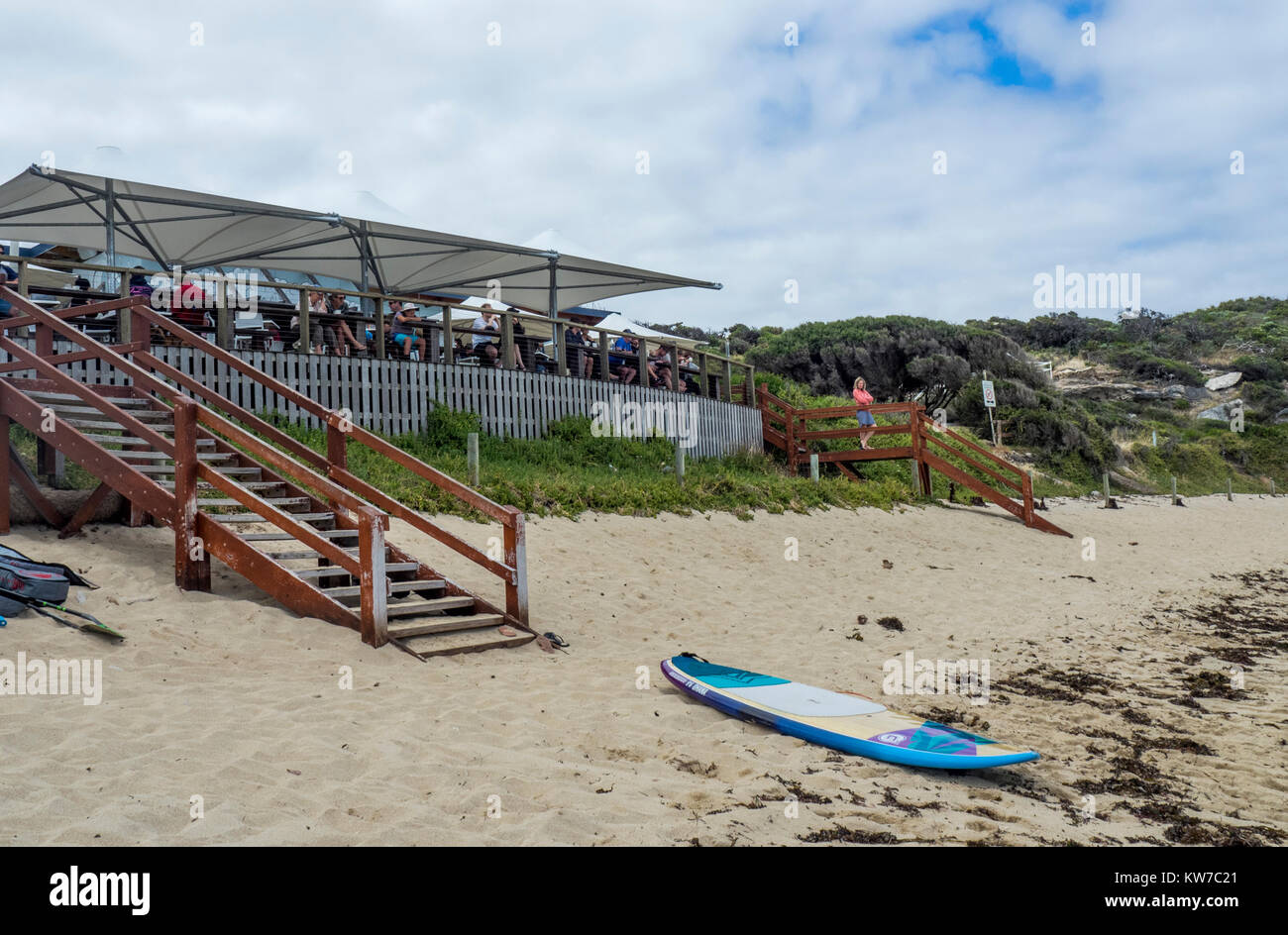 Al fresco dining at Gnarabup Beach, Margaret River, Western Australia ...