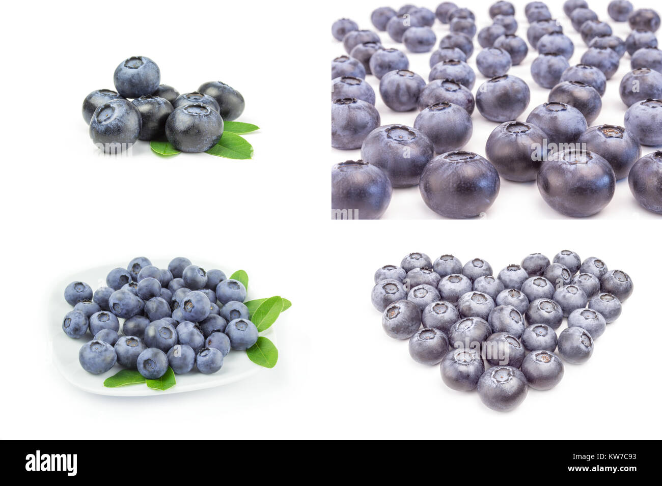 Collage of blueberry over a white background Stock Photo - Alamy