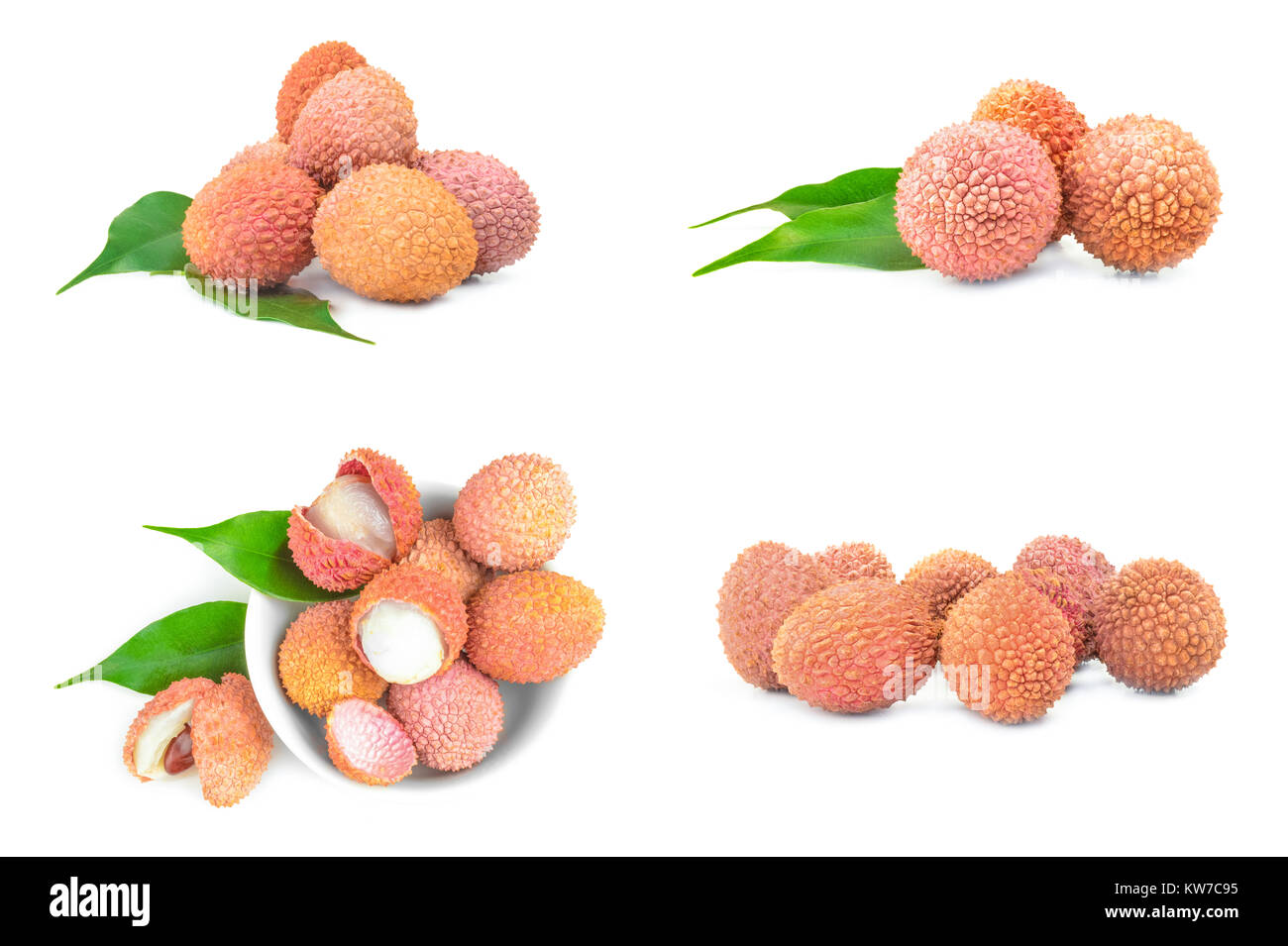 Set of lychee isolated on a white background Stock Photo - Alamy