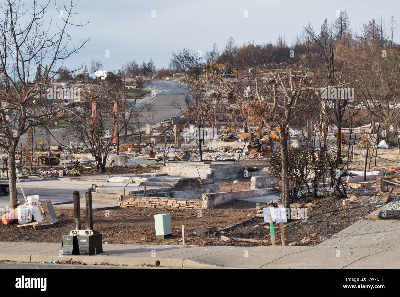 Damage from the Tubbs wildfire in Santa Rosa, California, USA Stock ...