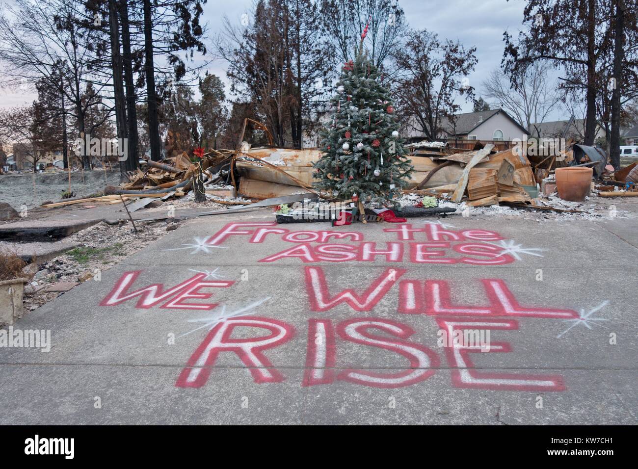 A painted message of hope, among the damage from the Tubbs wildfire in ...