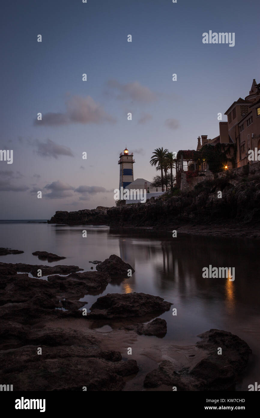 Night view from a Lighthouse in Cascais Portugal Stock Photo - Alamy