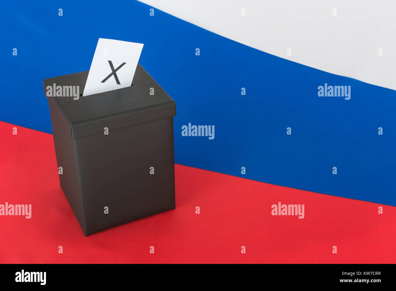 2024 Russian / fixed Russia elections concept - mock ballot box and ...