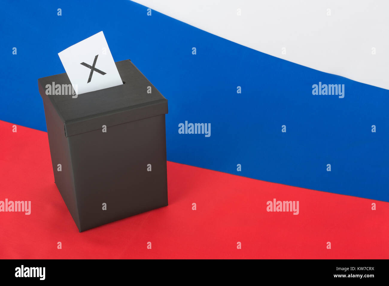 2024 Russian / fixed Russia elections concept - mock ballot box and ...