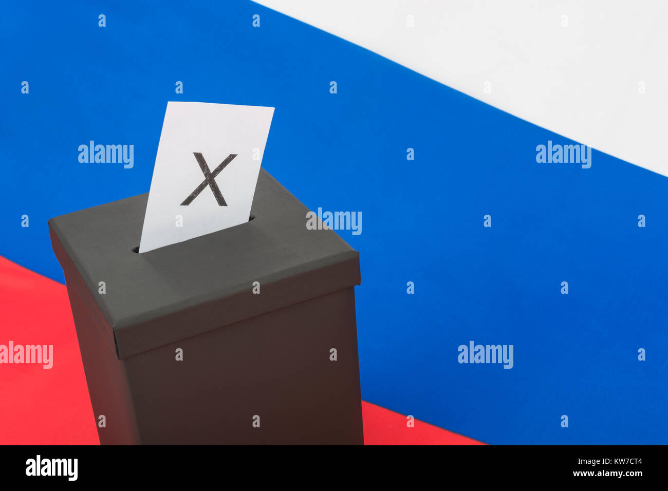 2024 Russian / fixed Russia elections concept - mock ballot box and ...