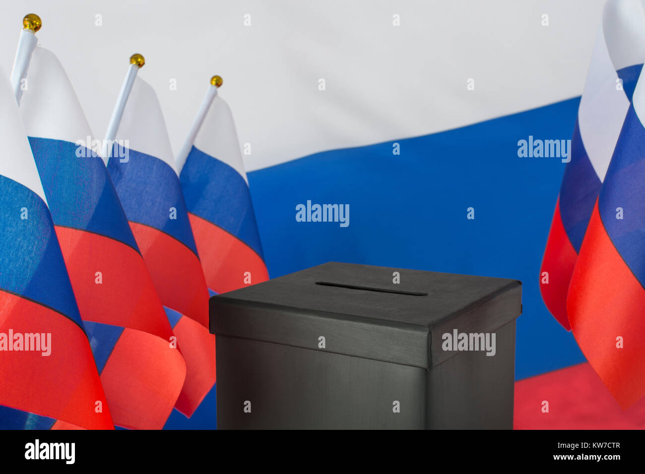 2024 Russian / fixed Russia elections concept - mock ballot box and ...