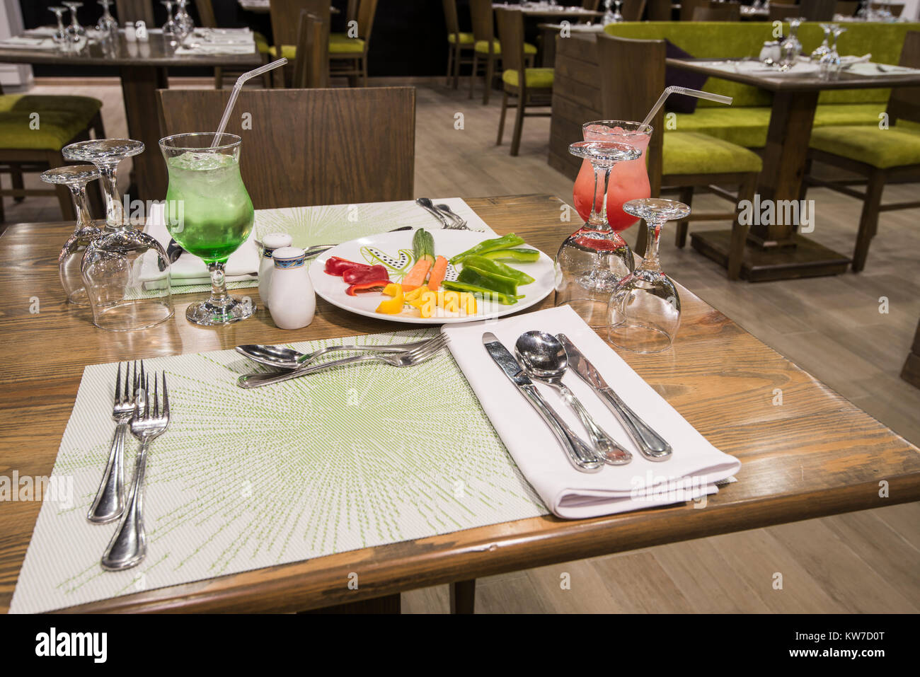 Interior design of a luxury hotel restaurant dining area with wooden ...