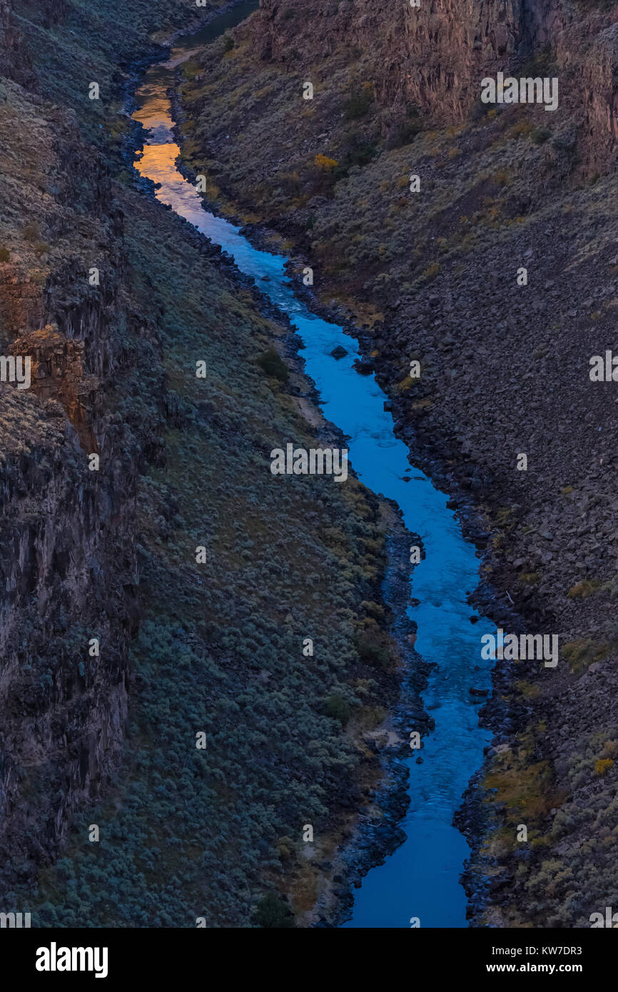 View of Rio Grande Gorge in the shadows of late afternoon from the Rio ...