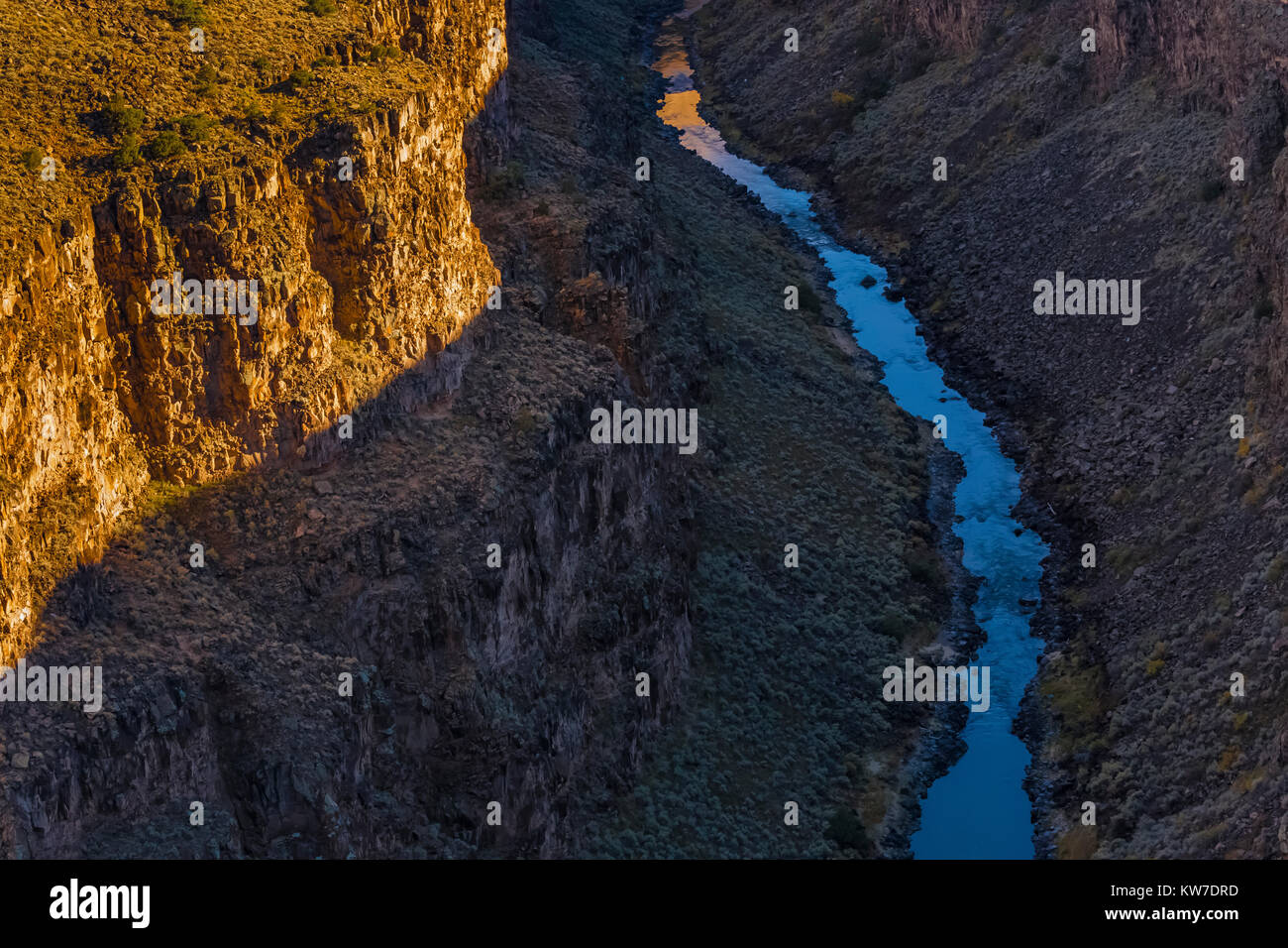 View of Rio Grande Gorge in the shadows of late afternoon from the Rio ...