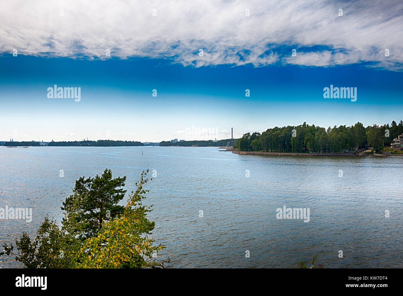 Coastline of Helsinki, capital of Finland, during beautiful July ...