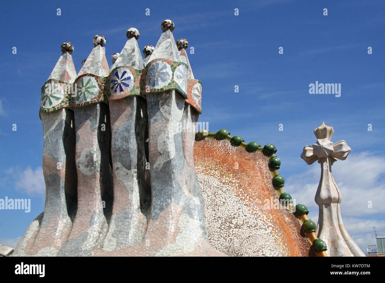 Roof top of Antoni Gaudi's Casa Batllo Stock Photo - Alamy