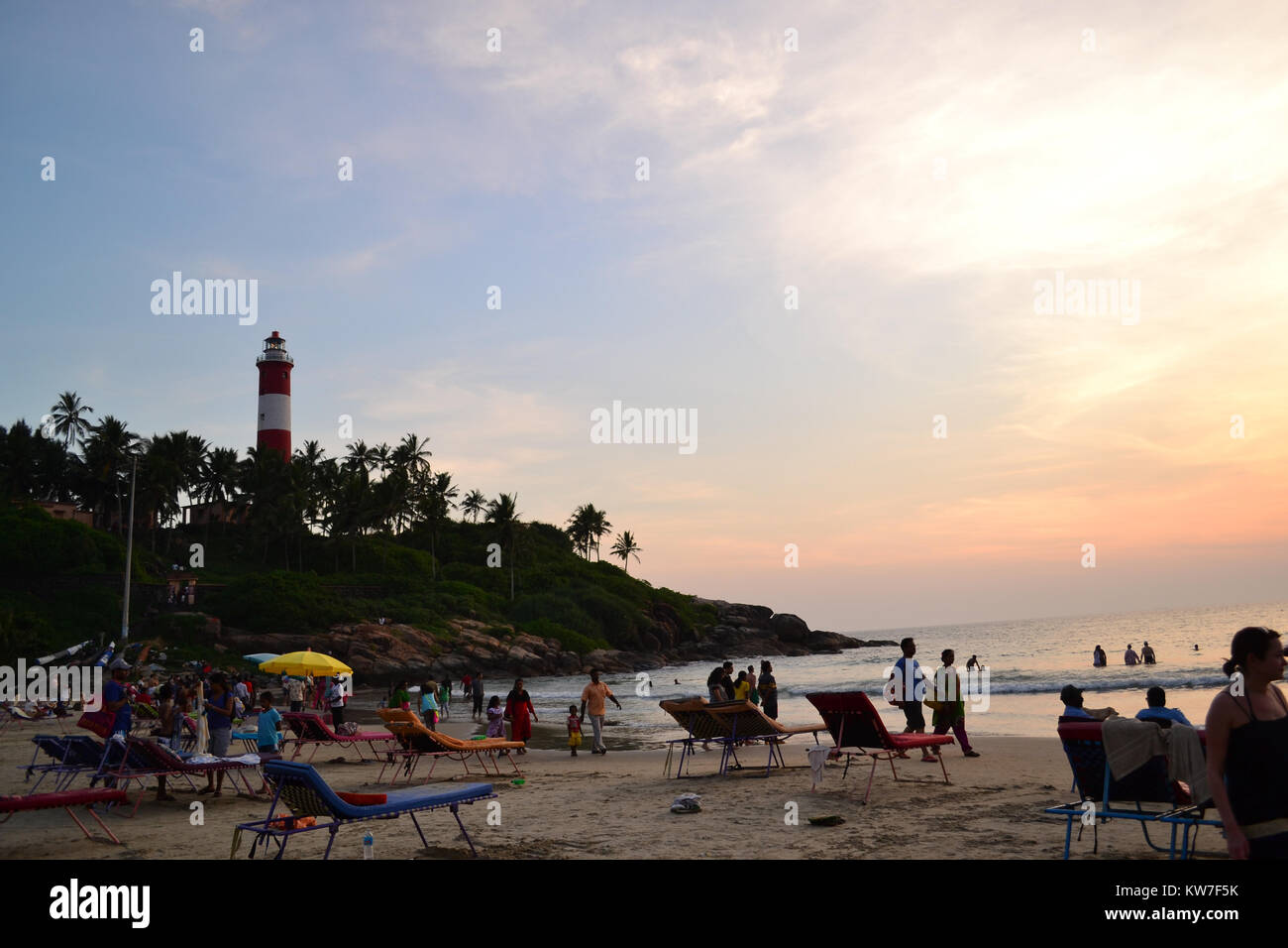Sunset at Kovalam beach, Kerala, India Stock Photo - Alamy