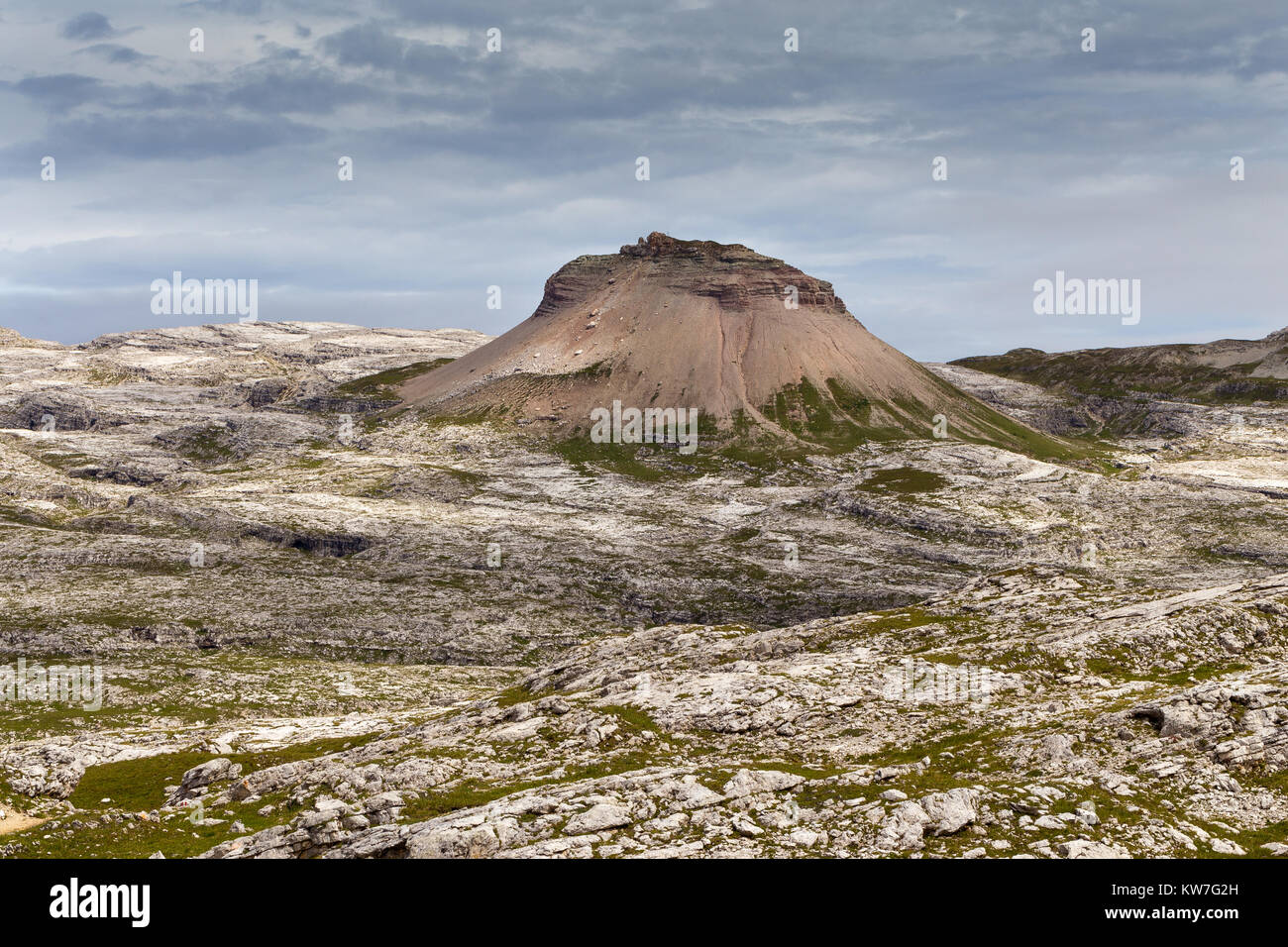 Col de la Soné. The Puez-Odle Natural Park. Karst mountain plateau. The ...