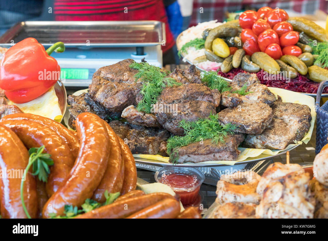 Meat street food, sausages Stock Photo - Alamy