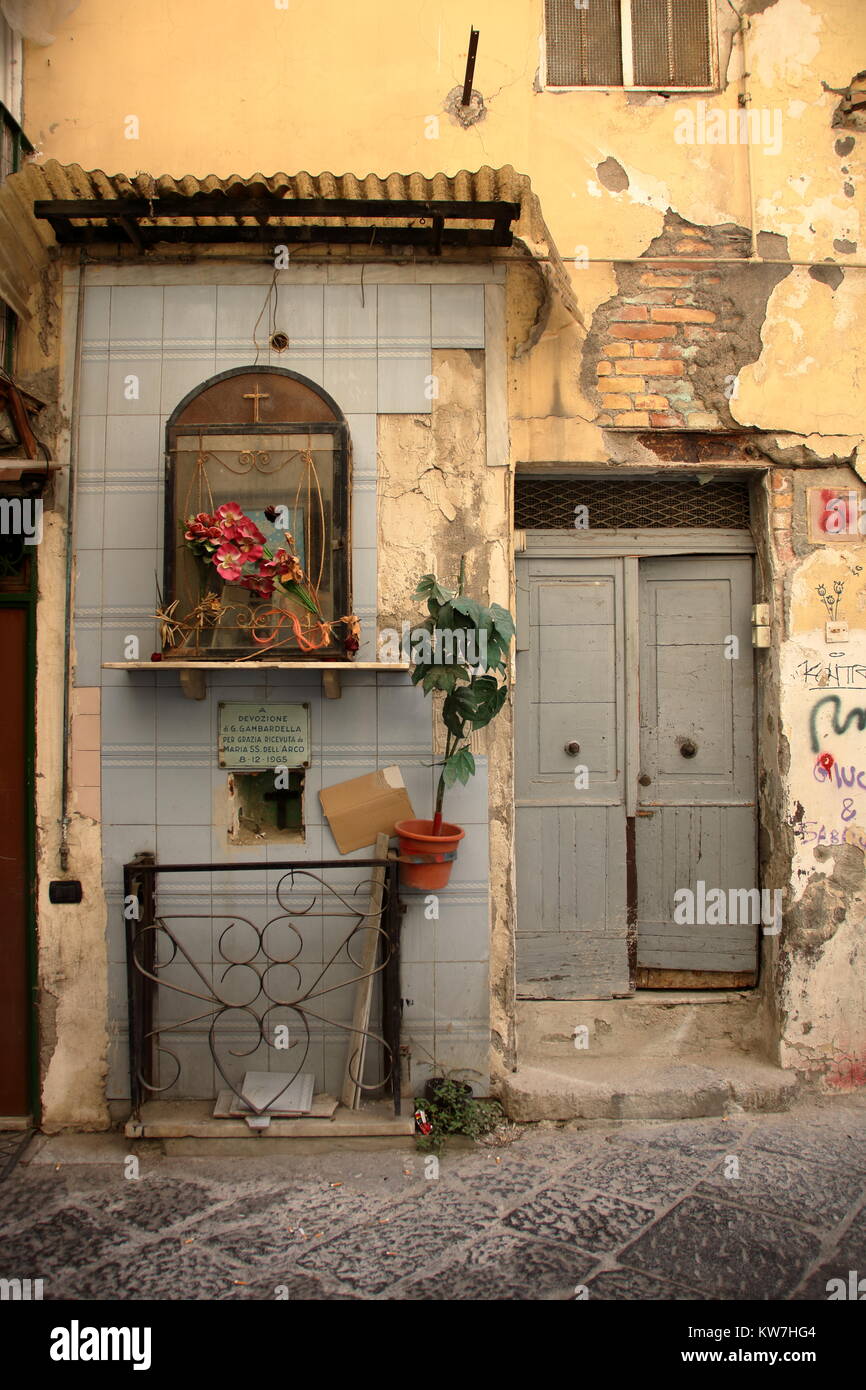 street holy altar in a street of Naples historical center, Italy Stock ...