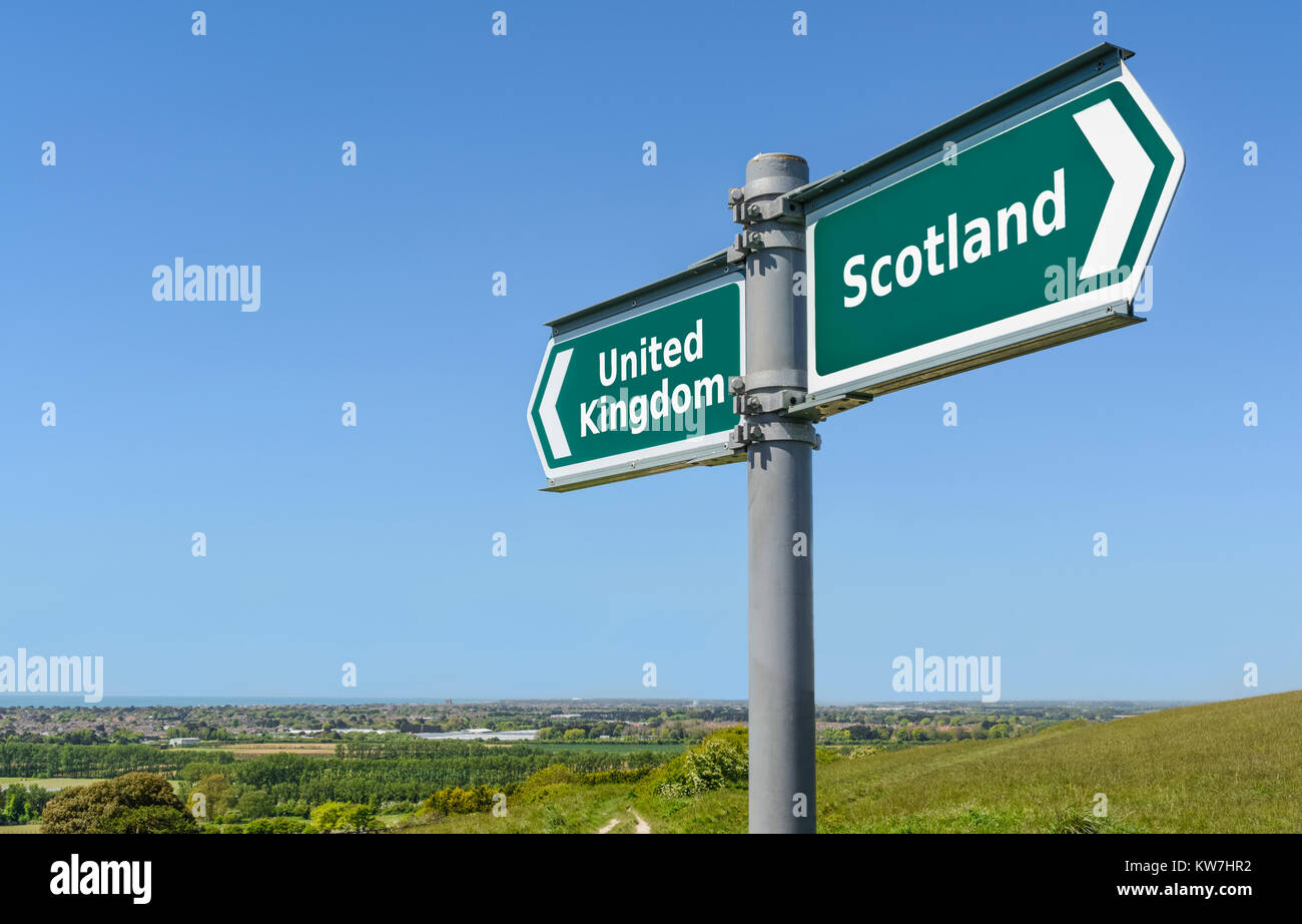 Scottish independence sign. Scotland leaving the UK signpost. Scotland ...