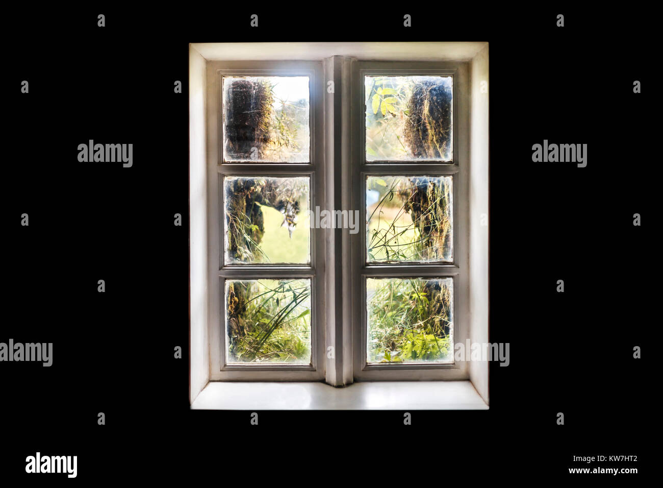White window to nature, earth and grass Stock Photo - Alamy