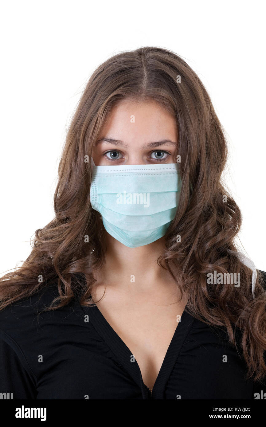 Young woman with virus protection mask on her face Stock Photo - Alamy