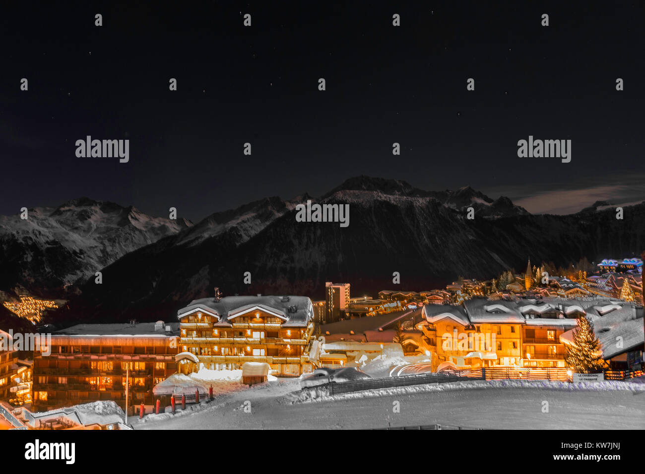 Ski resort station de ski alpes savoie courchevel hi-res stock ...